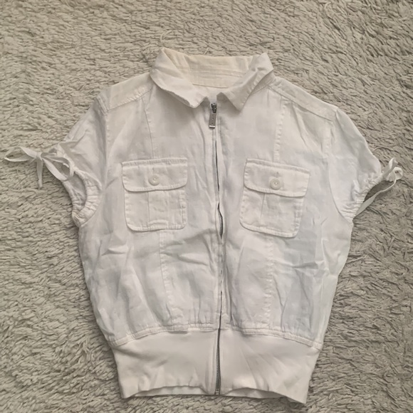 bebe | Jackets & Coats | Y2k Bebe White Linen Short Sleeve Cargo Jacket ...